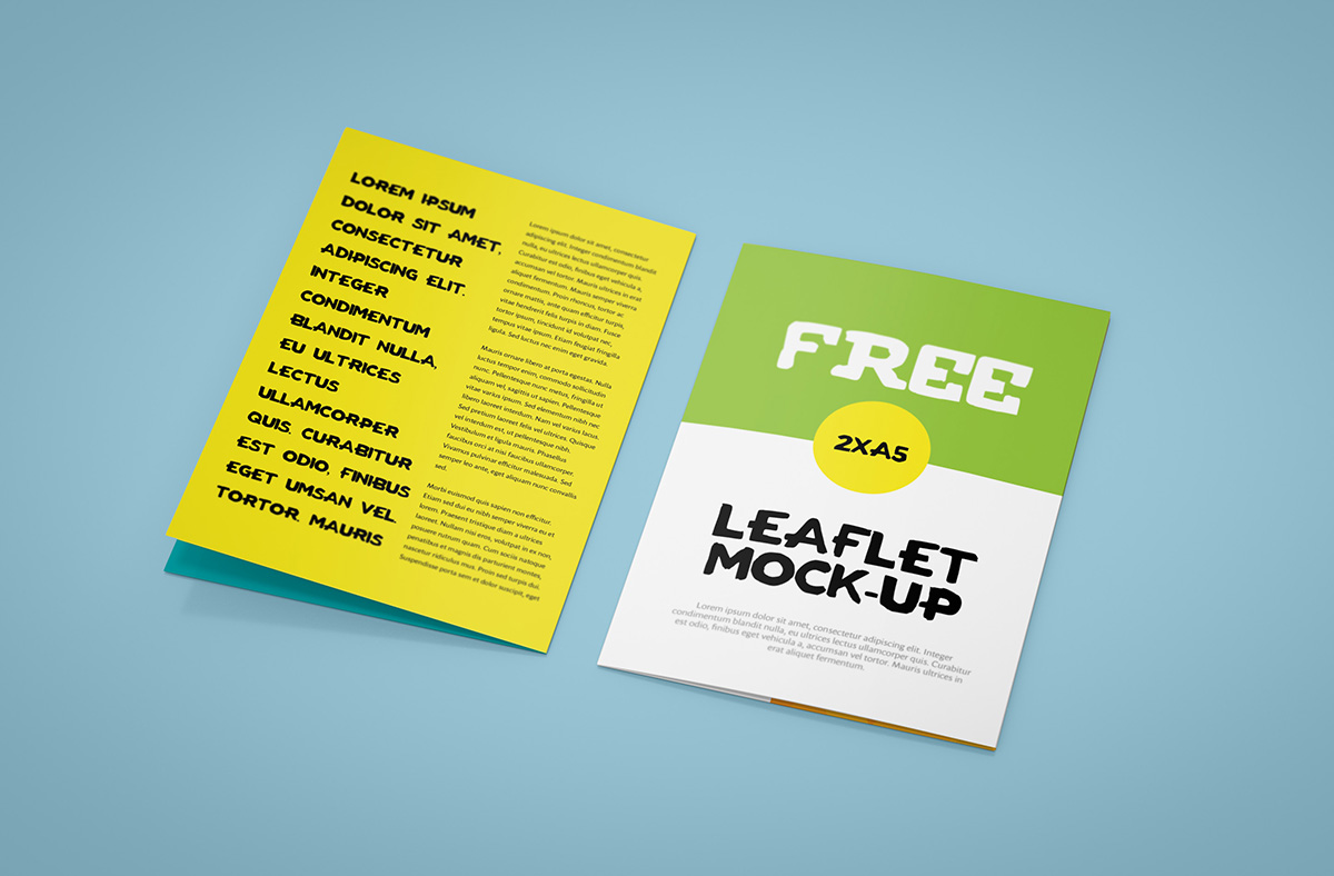 Leaflet mockup / A5 / Bi-Fold - Mockups Design | Free Premium Mockups