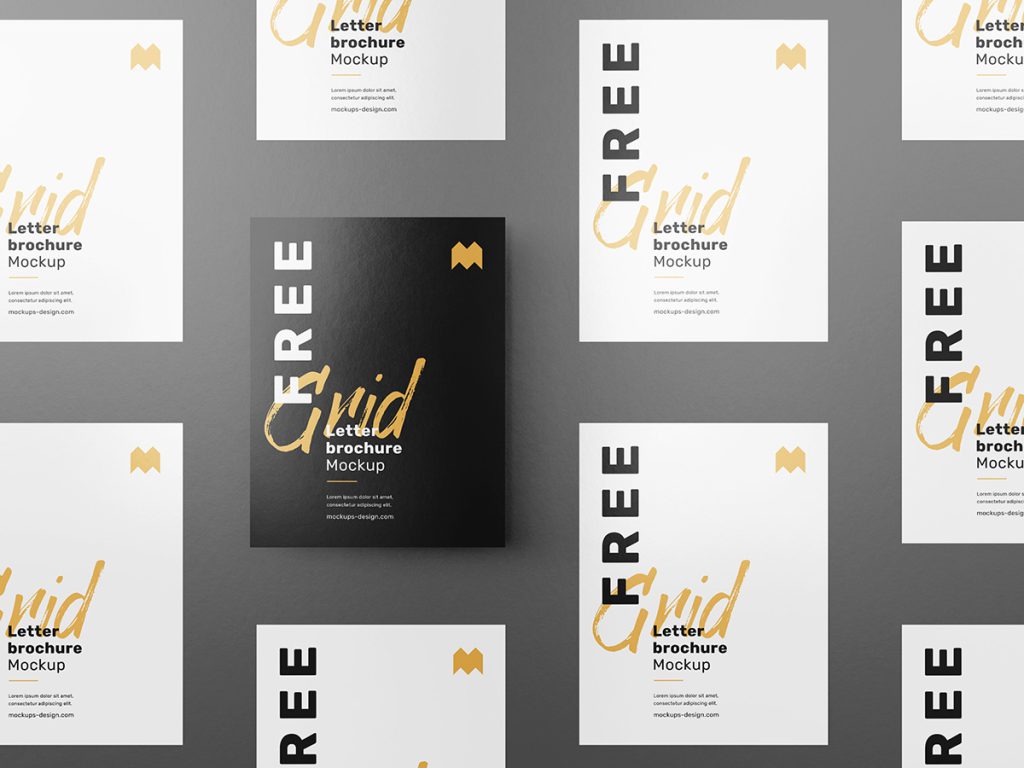 Free grid letter brochure mockup - Mockups Design