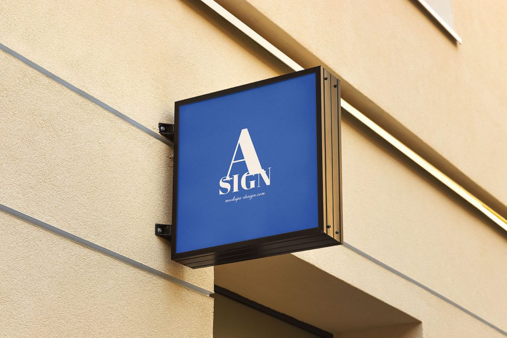 Square wall sign mockup - Instant Download