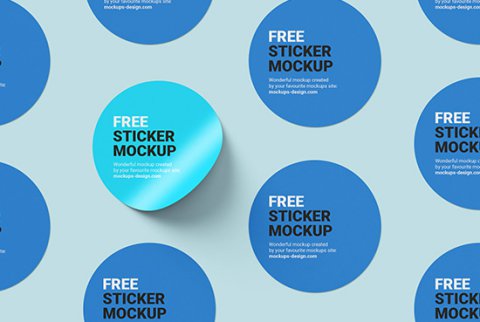 Free square sticker roll mockup - Mockups Design
