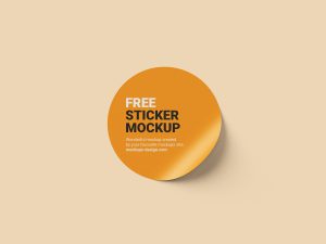 Free round sticker mockup - Mockups Design