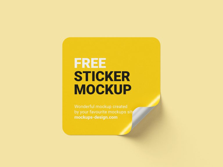 Free square sticker mockup - Mockups Design