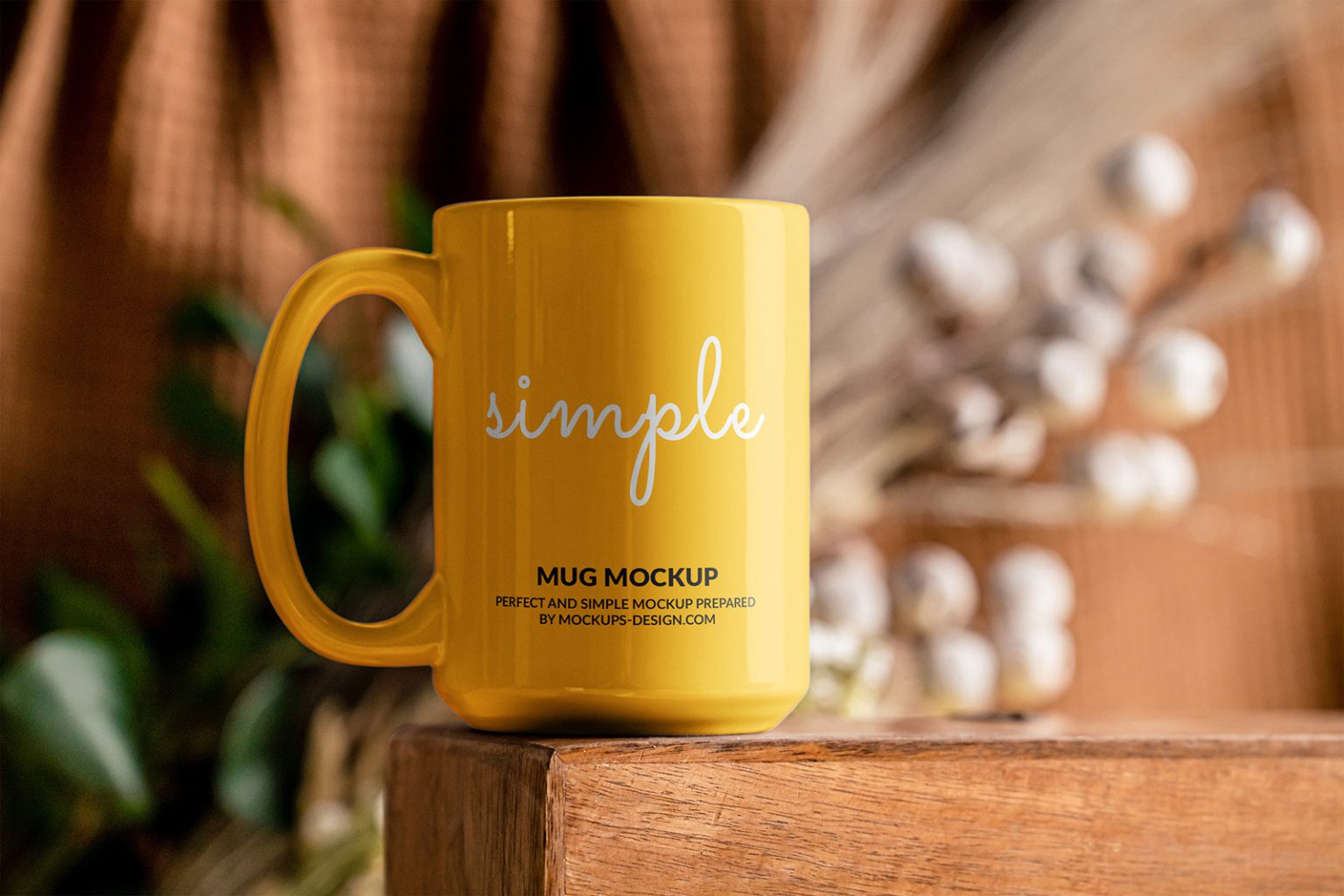 Mug with decorative background mockup - Mockups Design