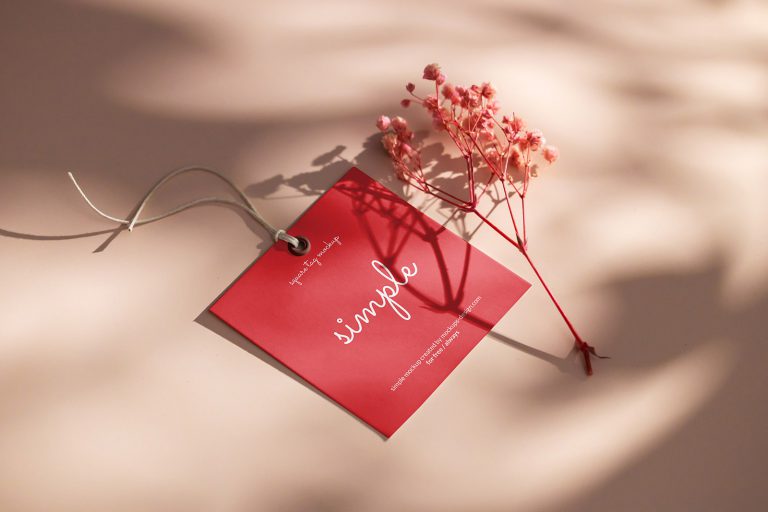 Free square label tag mockup - Mockups Design