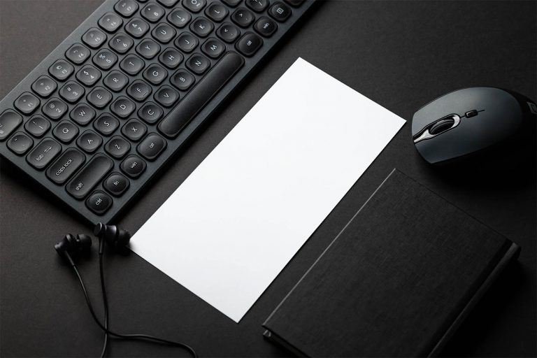 DL flyer with the keyboard mockup - Mockups Design