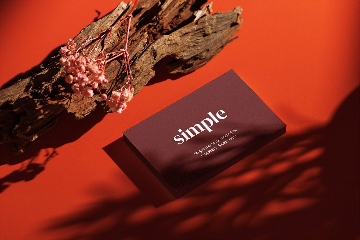 Business card on red background mockup - Mockups Design