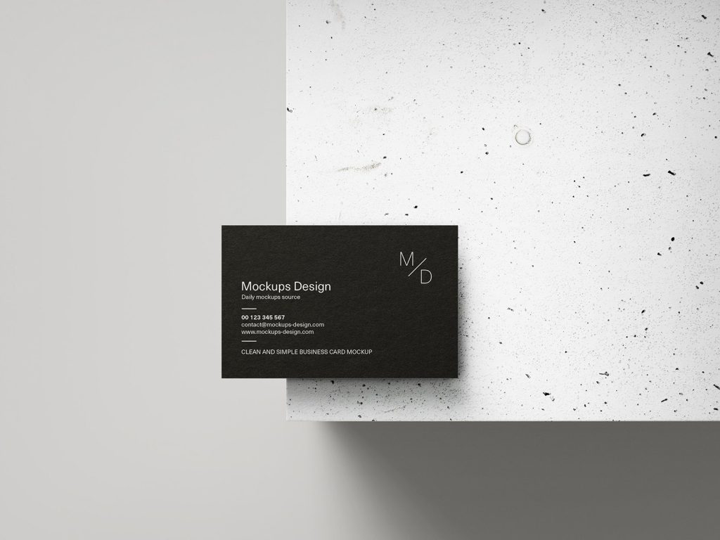 Business cards on concrete cube mockup - Mockups Design
