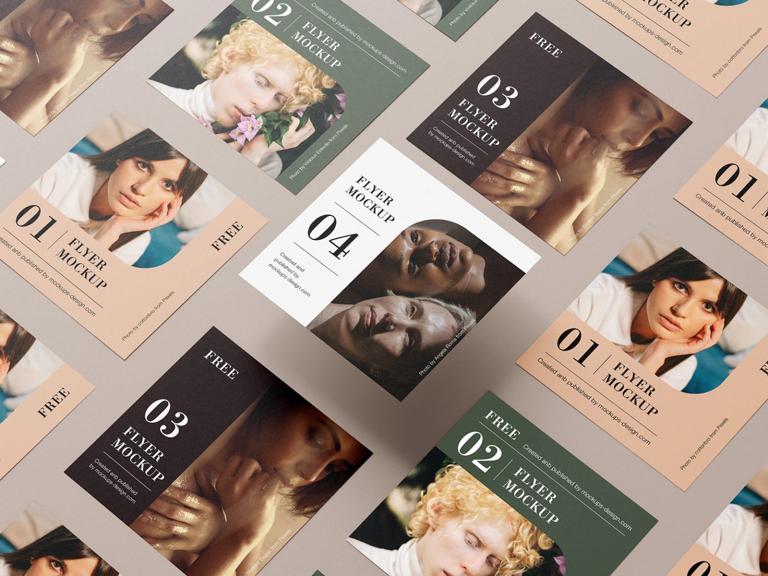 Square flyers grid mockup - Mockups Design