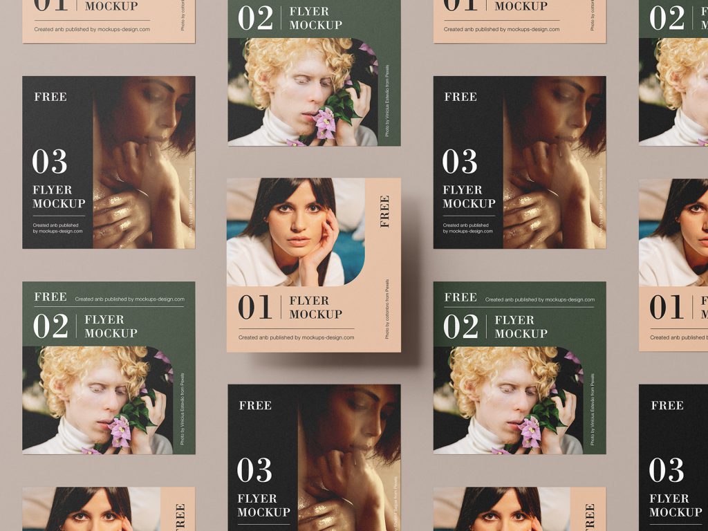 Square flyers grid mockup - Mockups Design