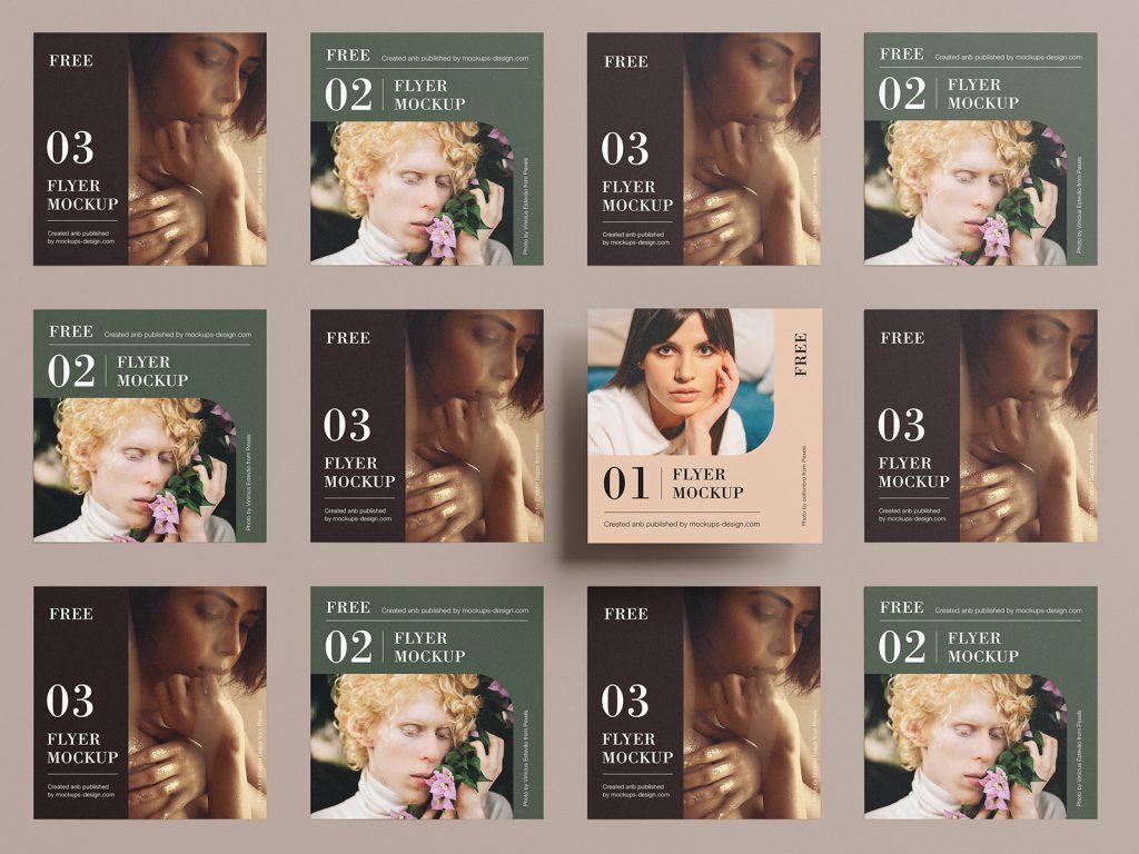 Square flyers grid mockup - Mockups Design