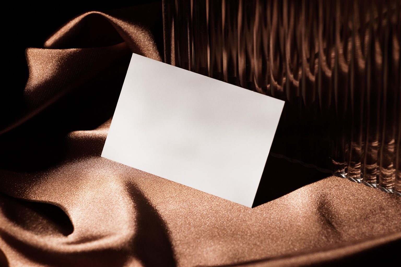 Business card on brown fabric mockup - Mockups Design