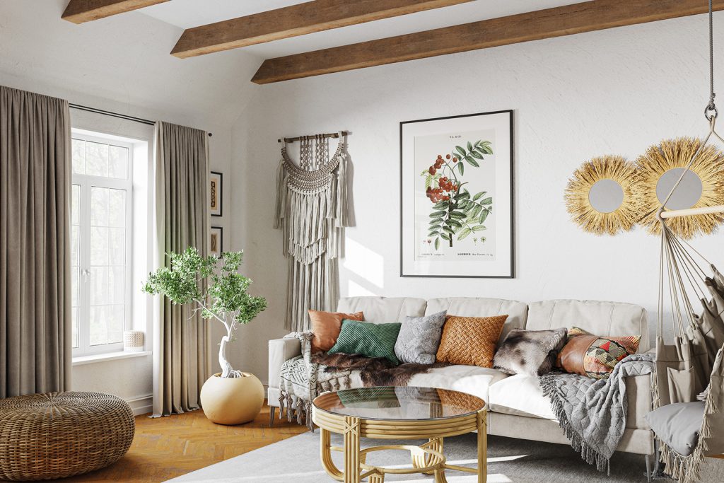 Poster in cozy room mockup - Instant Download