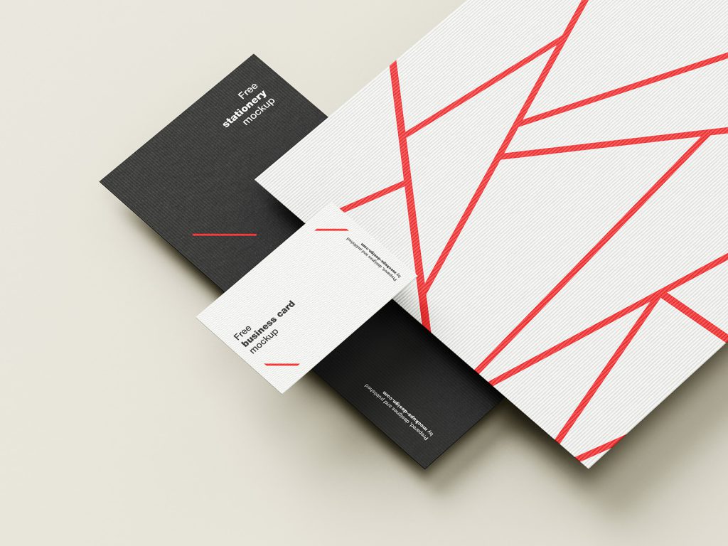 Stationery with textured papers mockup - Mockups Design
