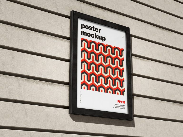 Poster in metal display mockup - Mockups Design