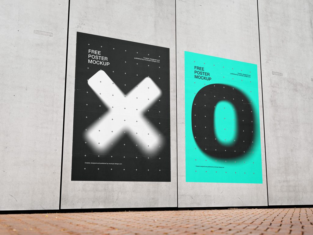 Posters on concrete wall mockup - Instant Download
