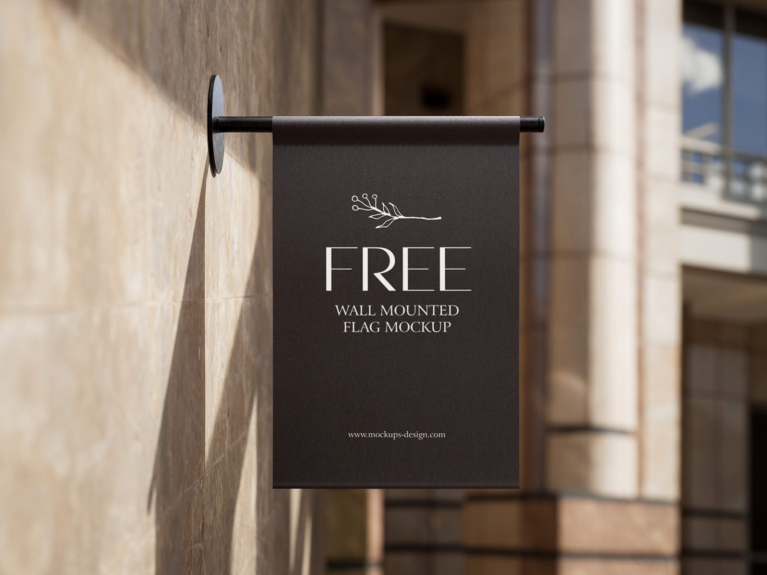 Wall mounted flag mockup - Mockups Design