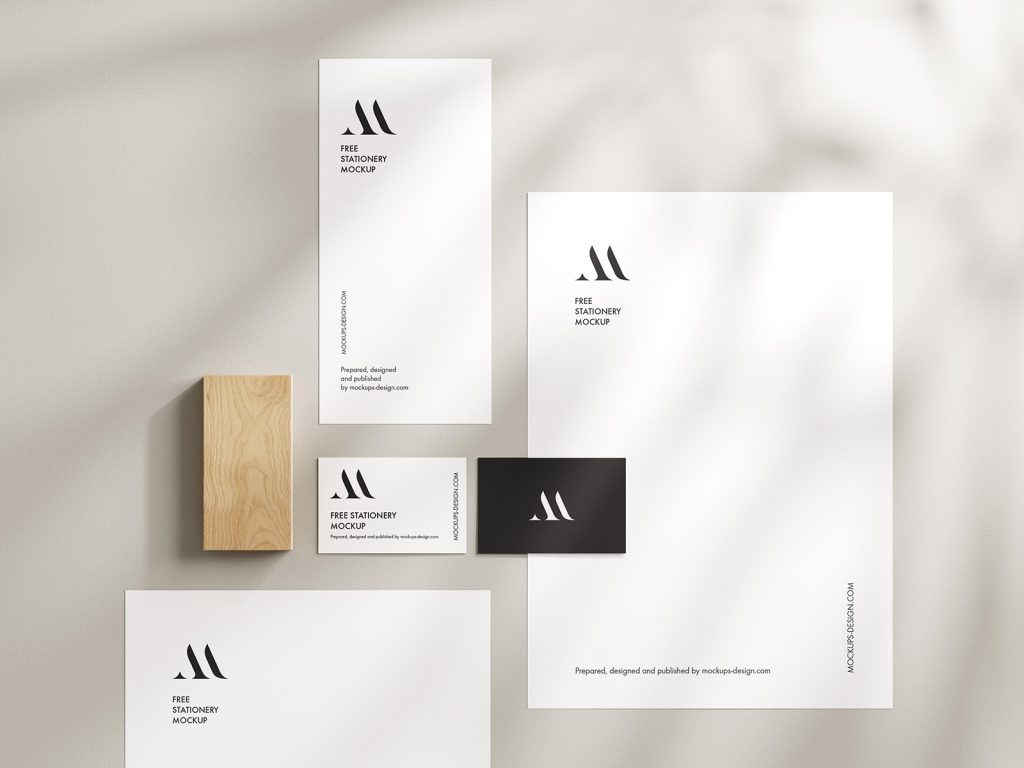 Stationery with delicate shadows mockup - Mockups Design