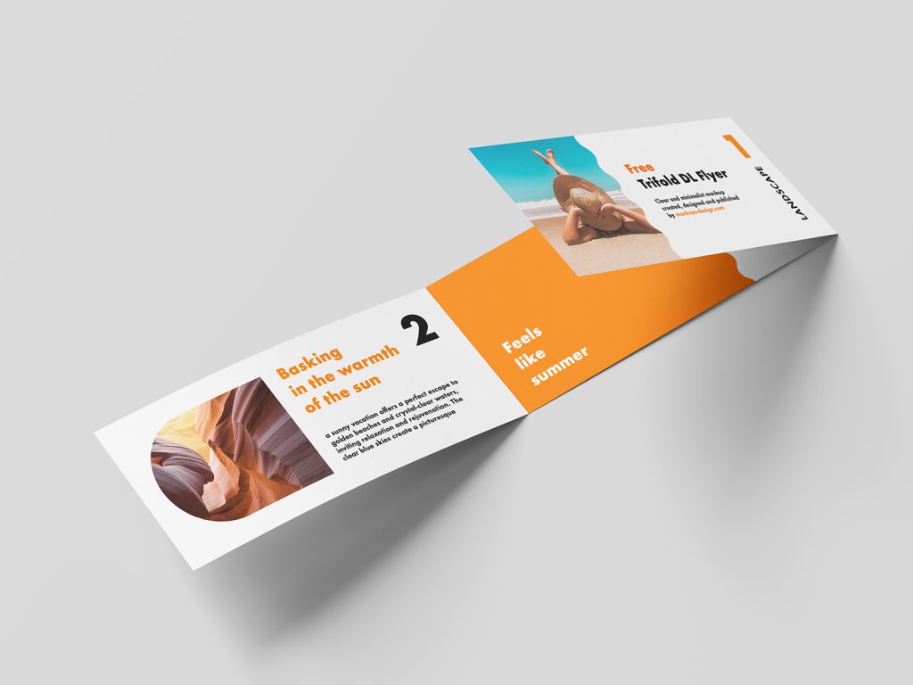 Free landscape trifold DL flyer mockup - Mockups Design
