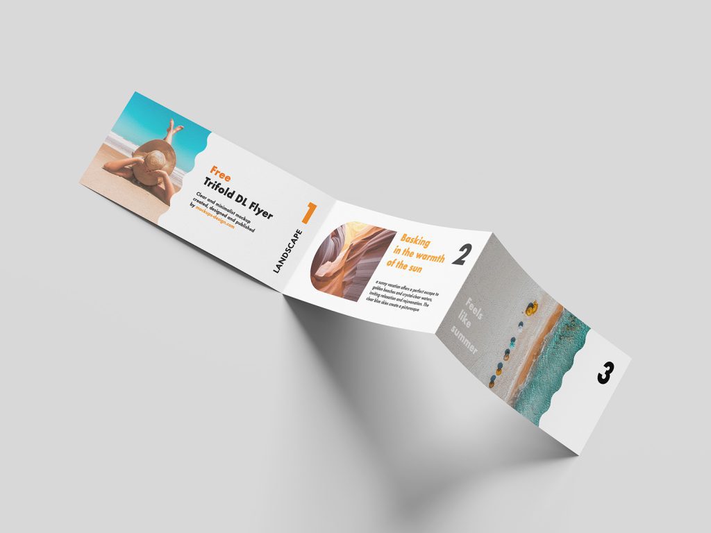Free landscape trifold DL flyer mockup - Mockups Design