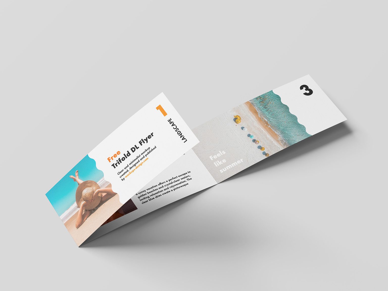 Free landscape trifold DL flyer mockup - Mockups Design