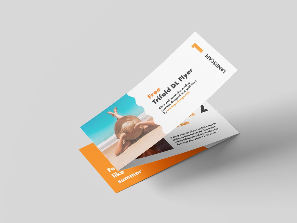 Free landscape trifold DL flyer mockup - Mockups Design