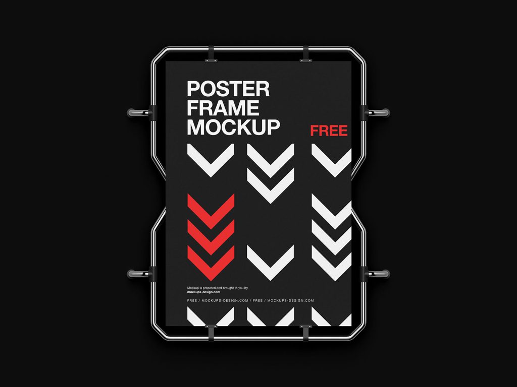Wall-mounted poster display mockup - Instant Download