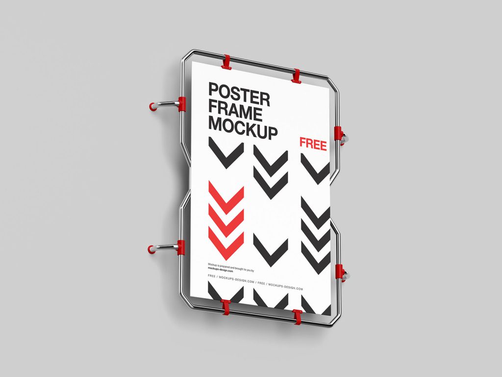 Wall-mounted poster display mockup - Instant Download