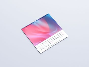 Free square wall calendar mockup - Mockups Design