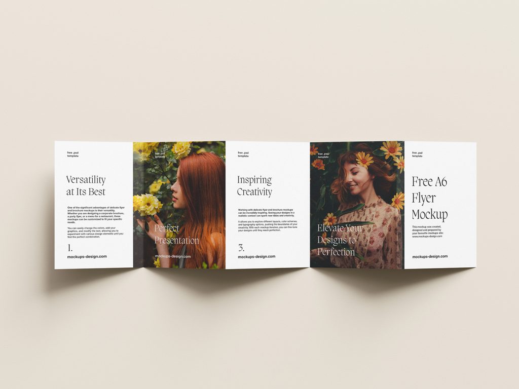 Free A6 five fold flyer mockup - Mockups Design