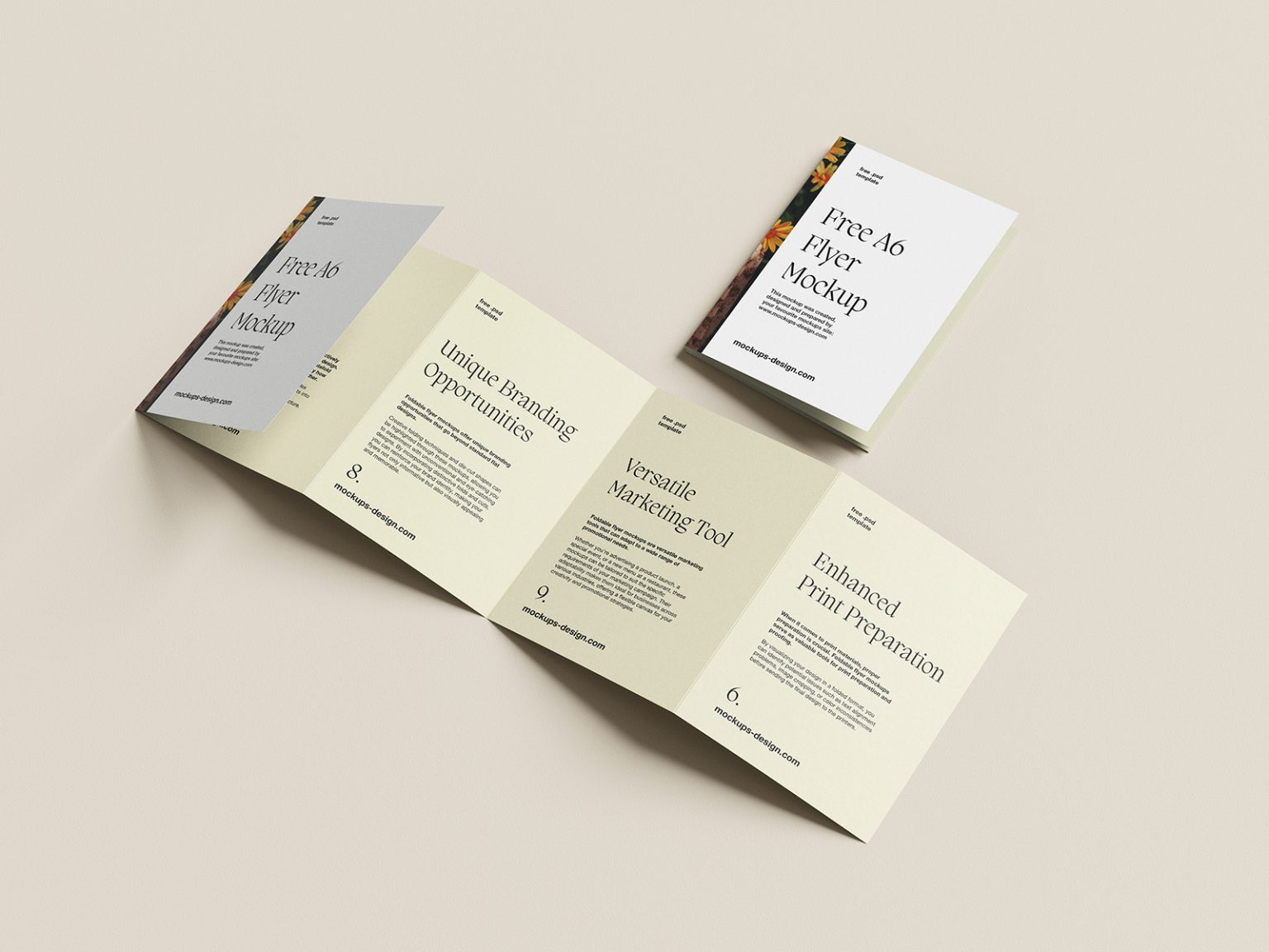 Free A6 five fold flyer mockup - Mockups Design