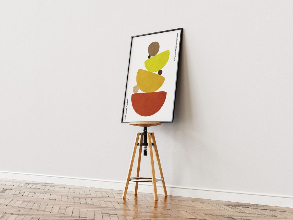 Poster on the stool mockup - Instant Download