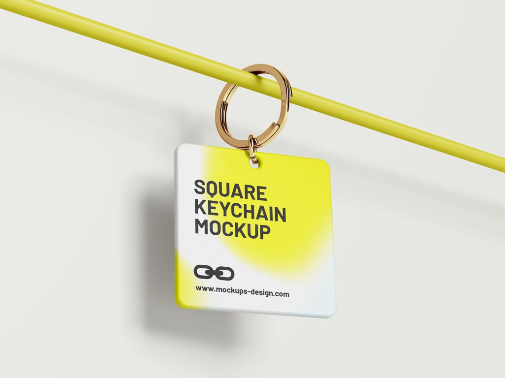 Free square keychain mockup - Mockups Design