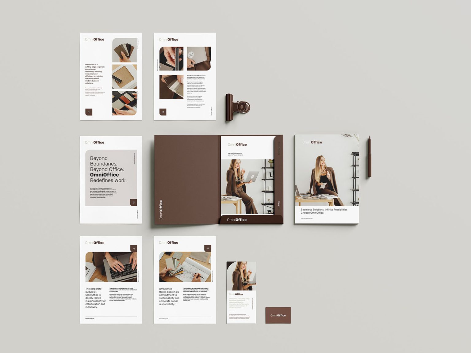 Stationery with folder mockup - Mockups Design