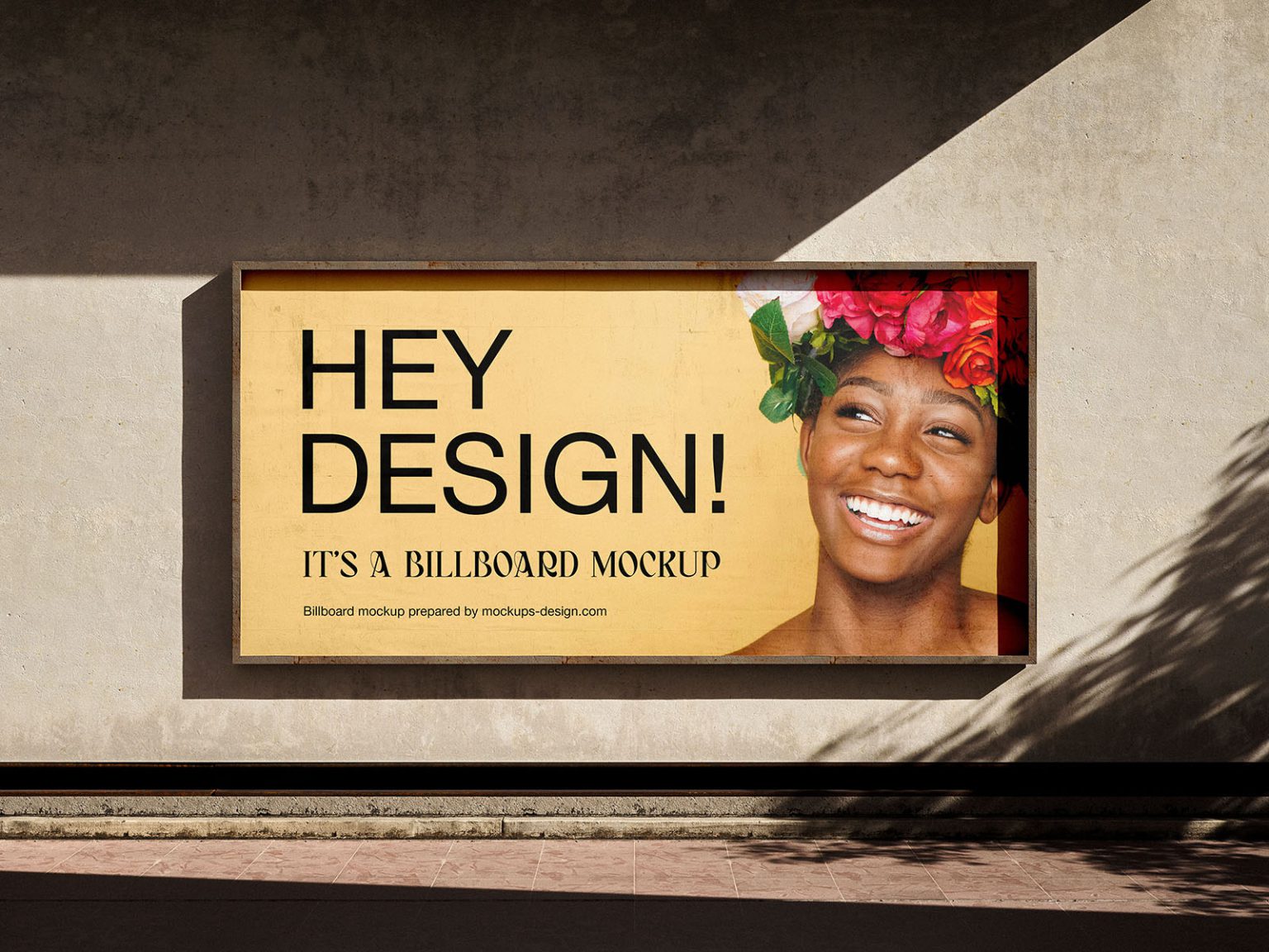 Simple billboard on the wall mockup - Mockups Design