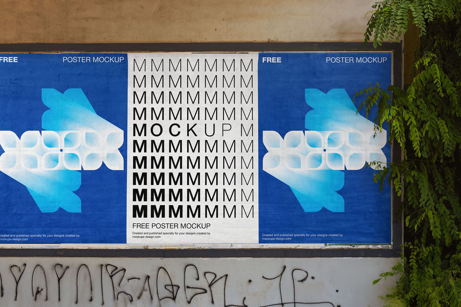 Three posters under the bridge mockup - Mockups Design