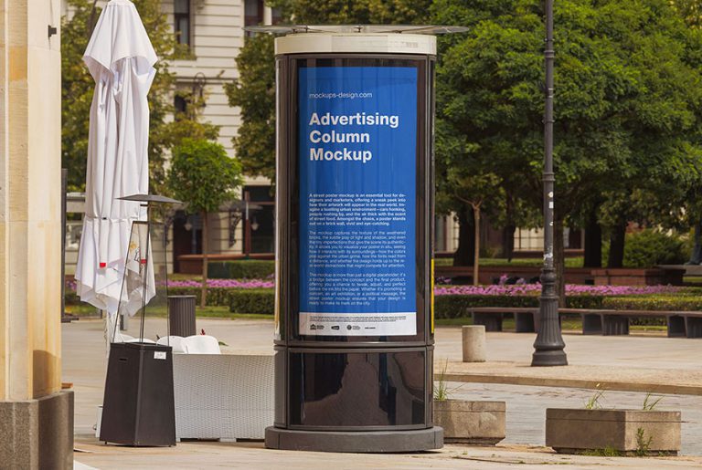 Advertising column poster mockup - Mockups Design