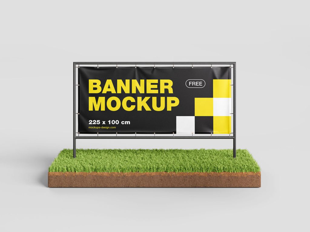 Banner on the grass mockup - Instant Download