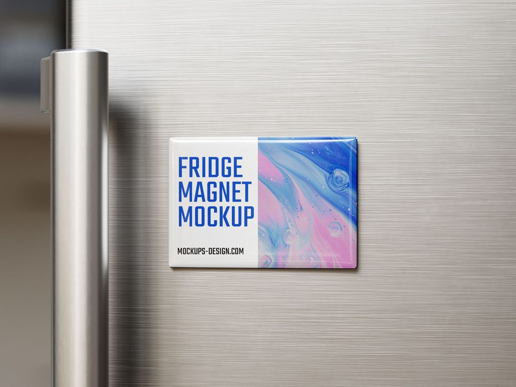 Free rectangle fridge magnet mockup - Mockups Design