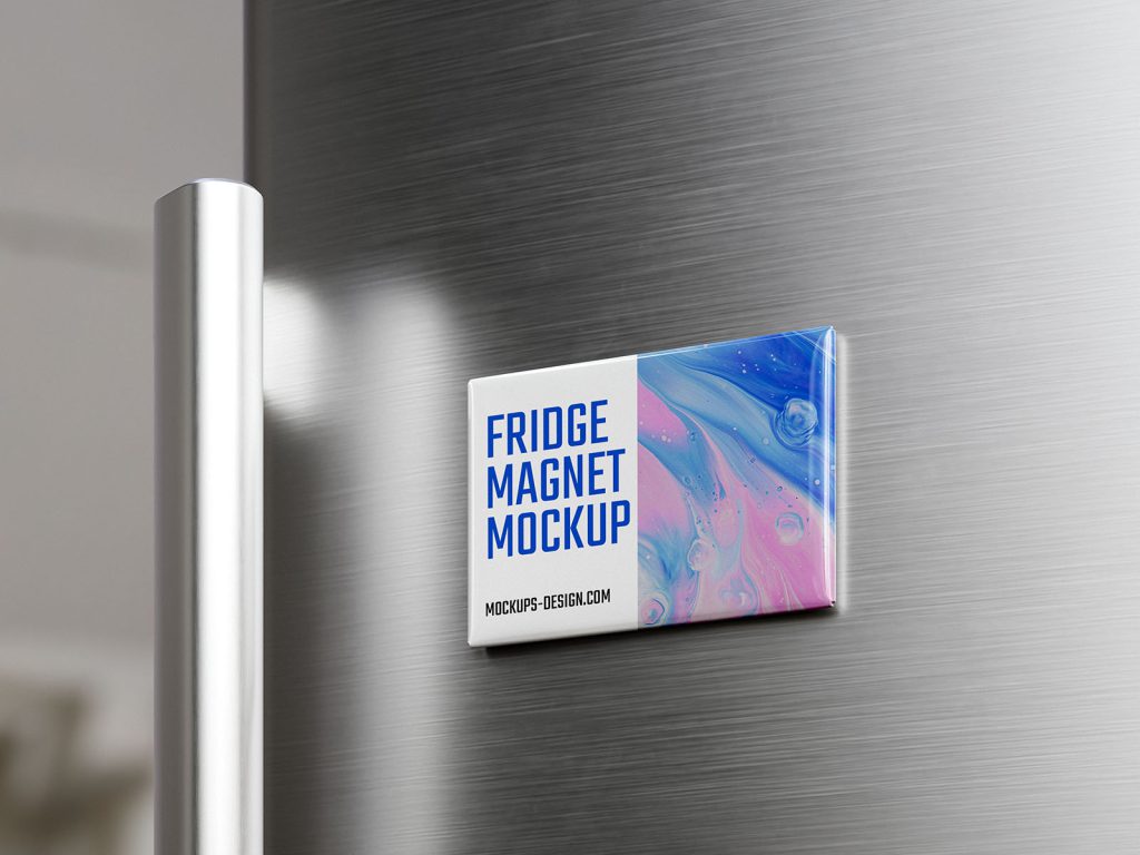 Free rectangle fridge magnet mockup - Mockups Design