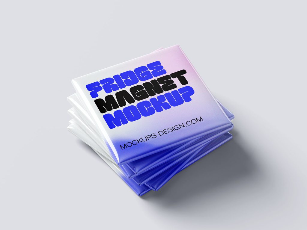 Square fridge magnet mockup - Mockups Design