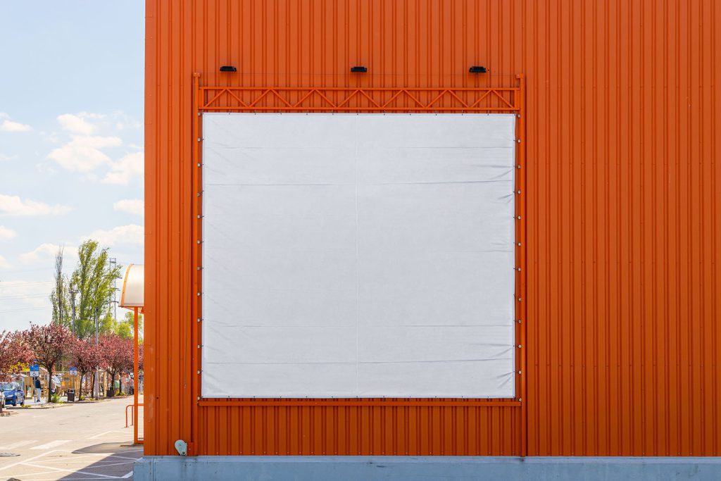 Wall-mounted banner mockup - Mockups Design