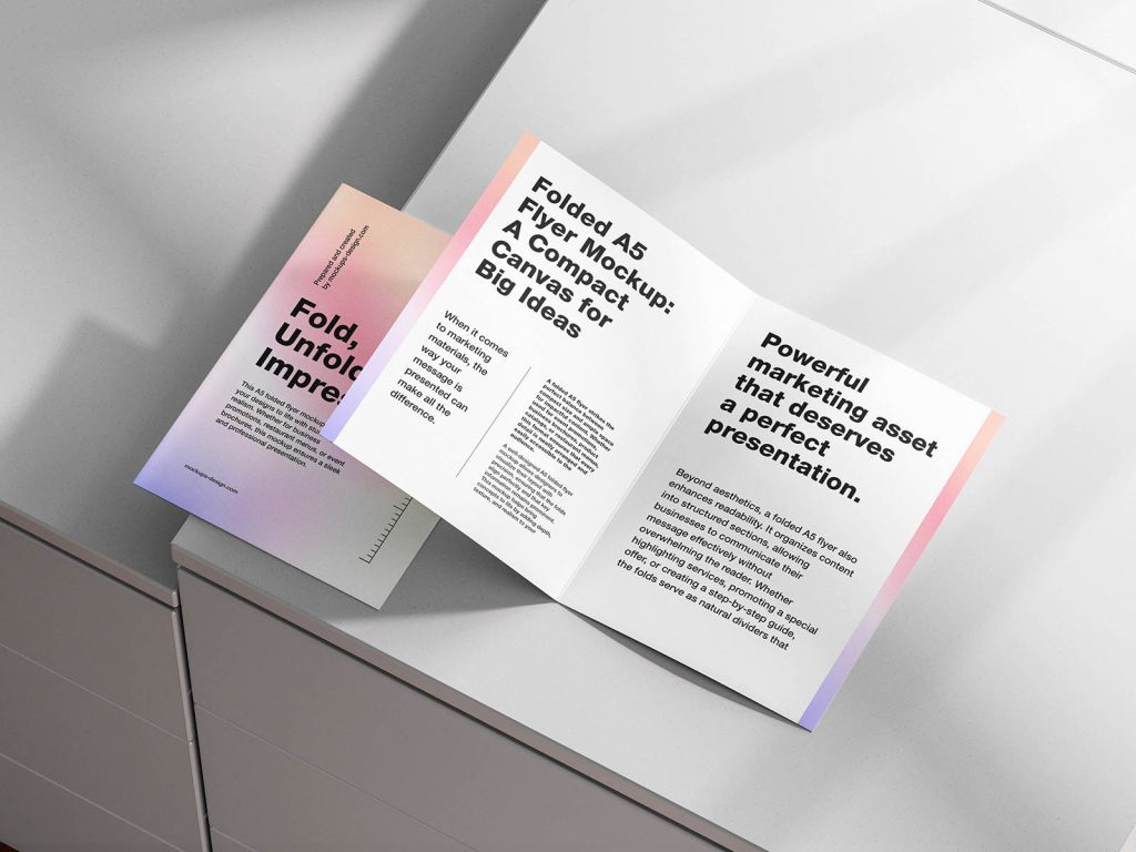 Folded A5 flyer mockup - Instant Download