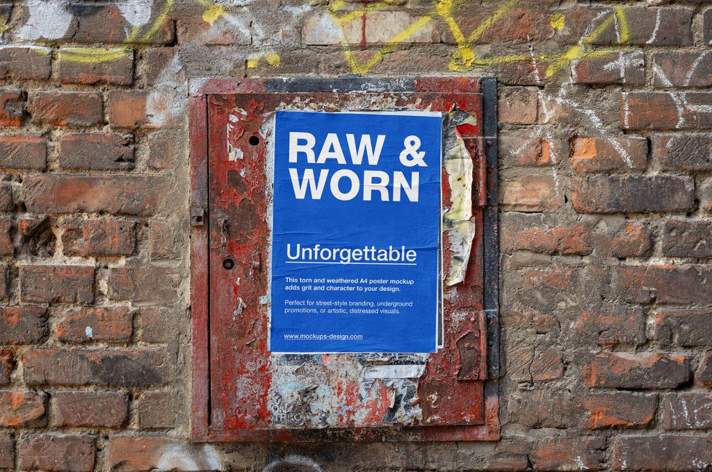 Wrinkled urban poster mockup - Mockups Design