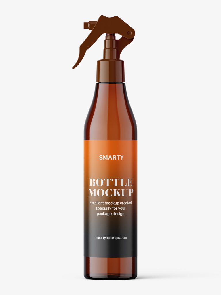 Amber bottle mockup with trigger spray mockup - Mockups Design