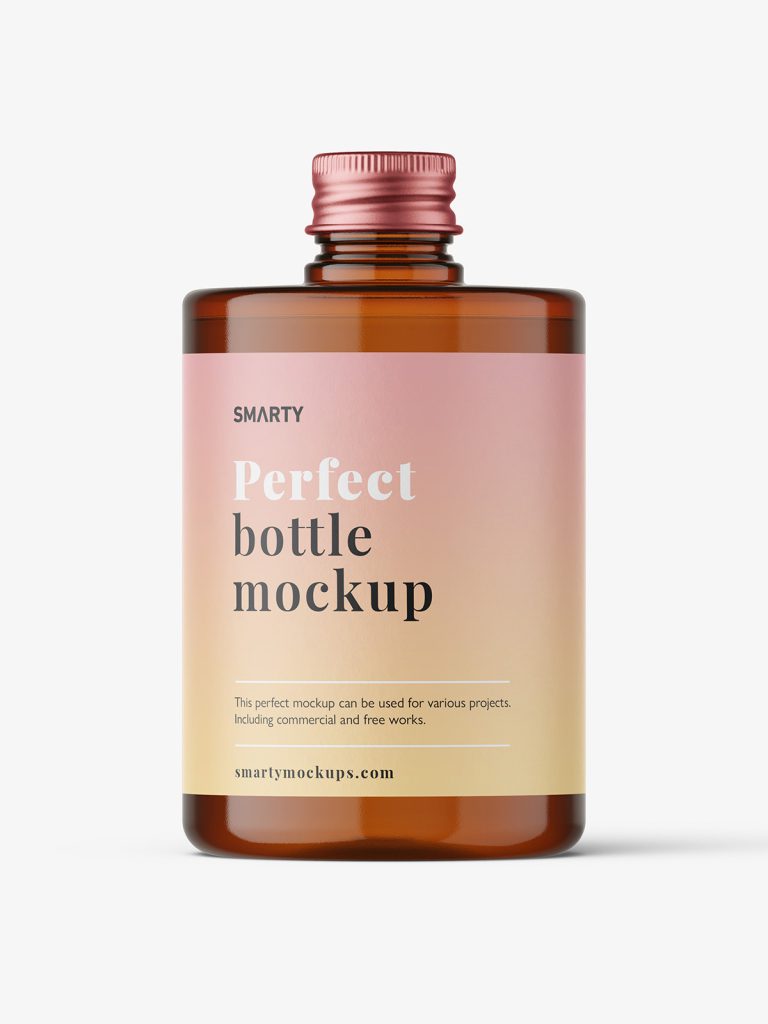 Amber screw cap bottle mockup - Mockups Design