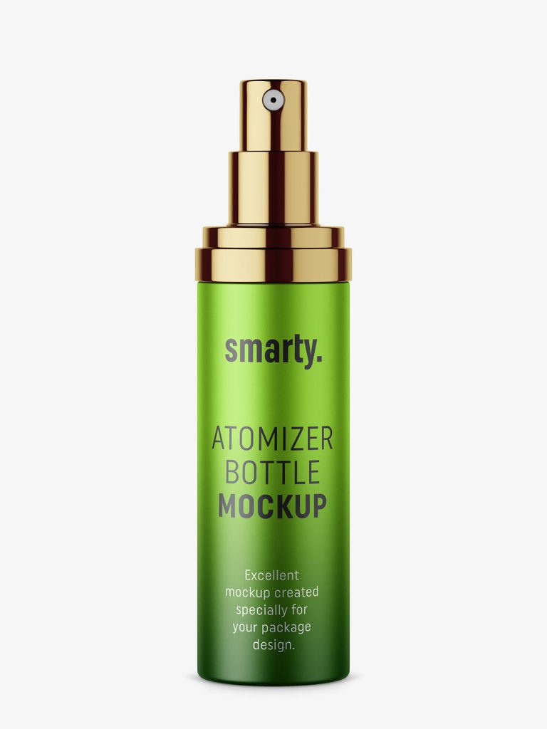 Metallic atomizer bottle mockup - Mockups Design