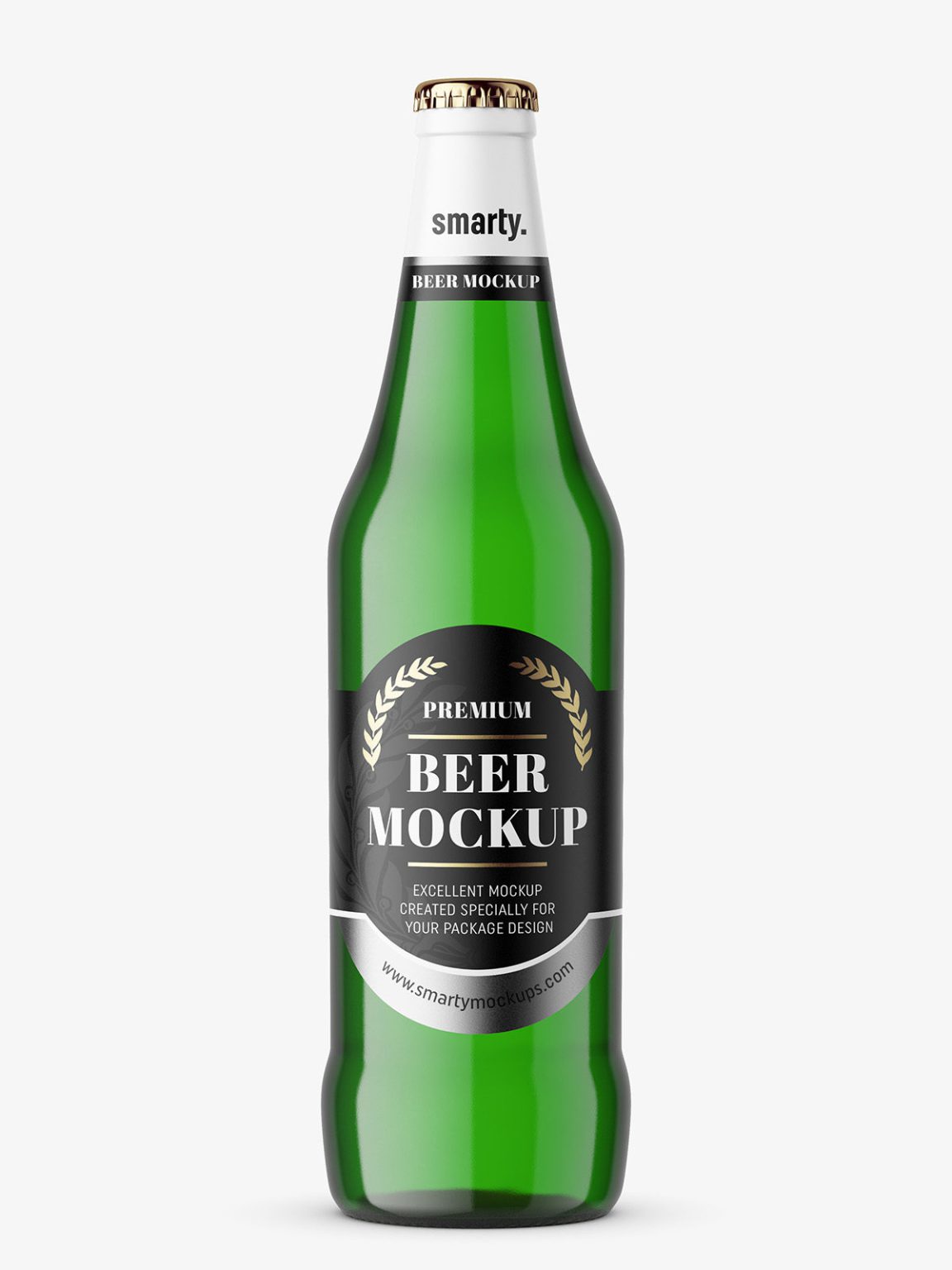 Green beer bottle mockup - Mockups Design