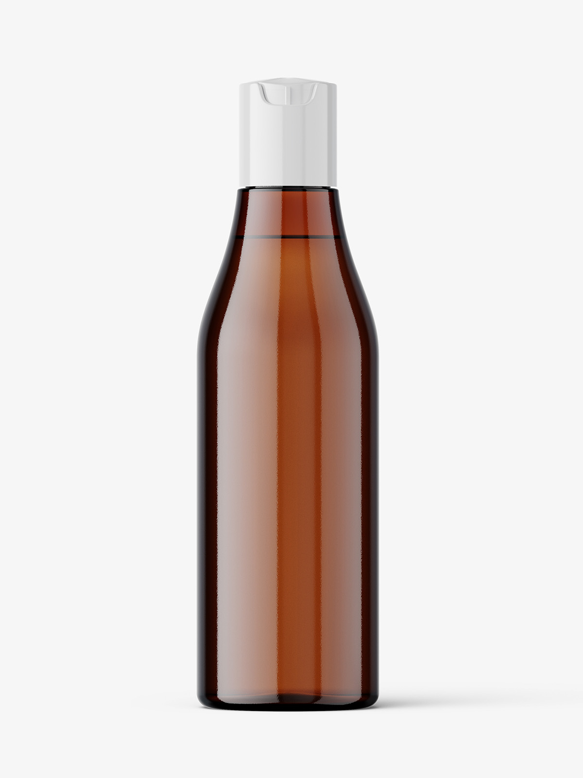 Curved bottle with disctop mockup / amber - Mockups Design