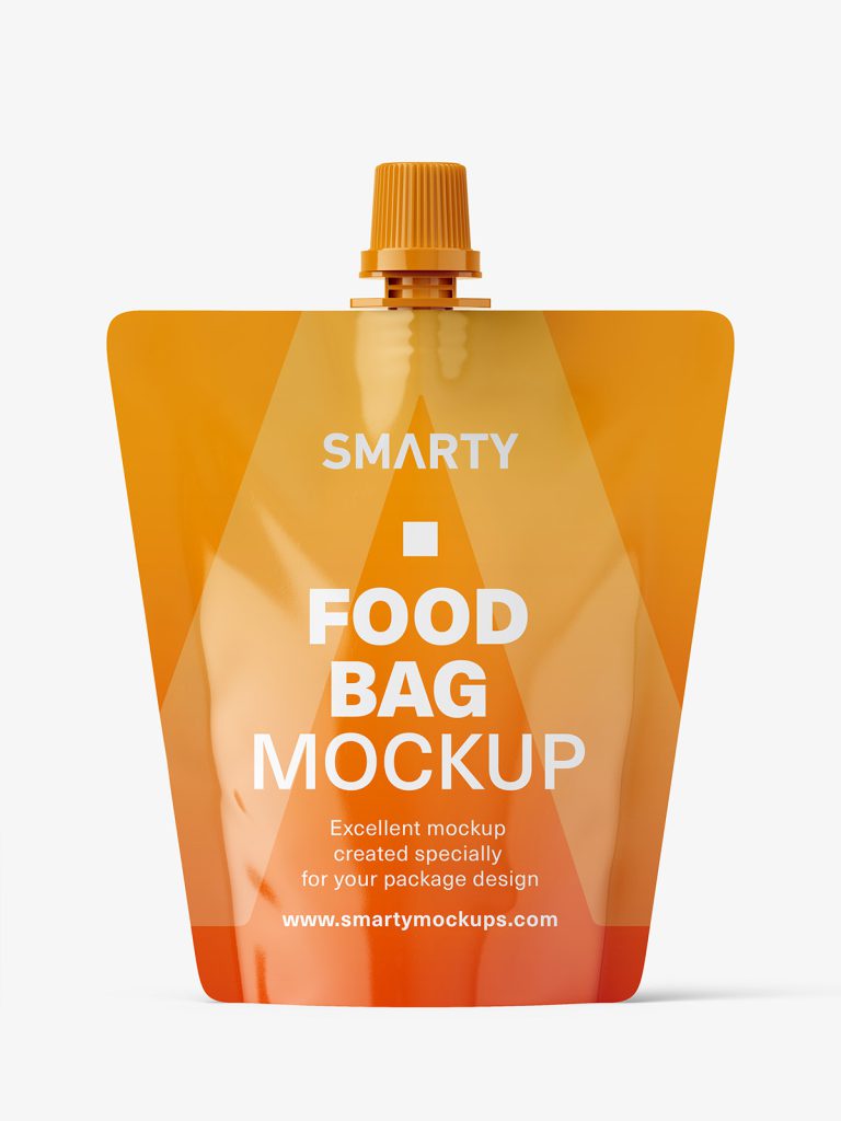 Free glossy food pouch mockup - Mockups Design