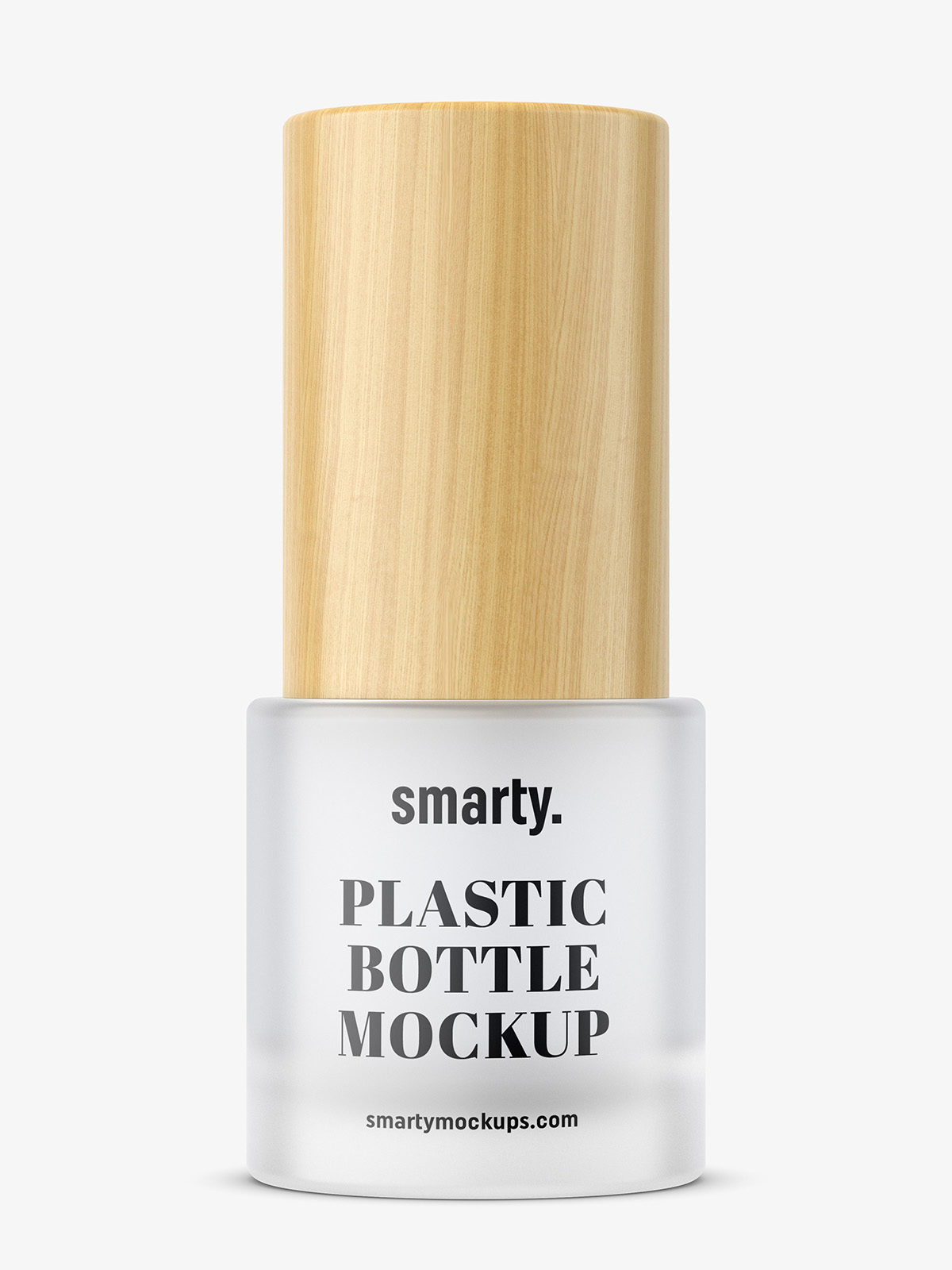 Frosted bottle with wooden cap mockup - Mockups Design